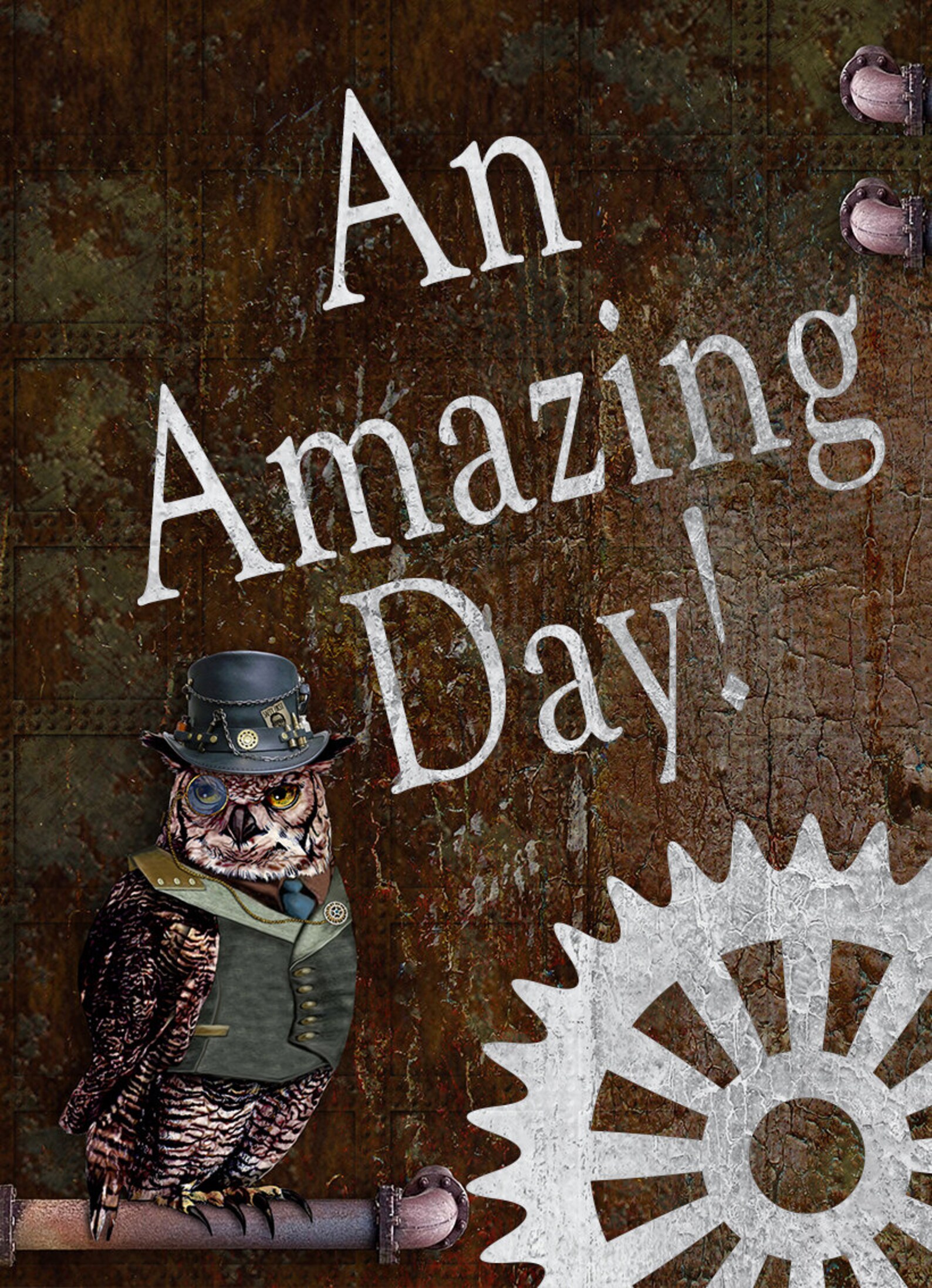 Steampunk Digital Paper; Steampunk Scrapbooking, Owl, Cogs, Grunge ...