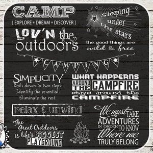 Camping Overlay / Clip Art / Digital Stamp / Word Art / Scrapbooking ...