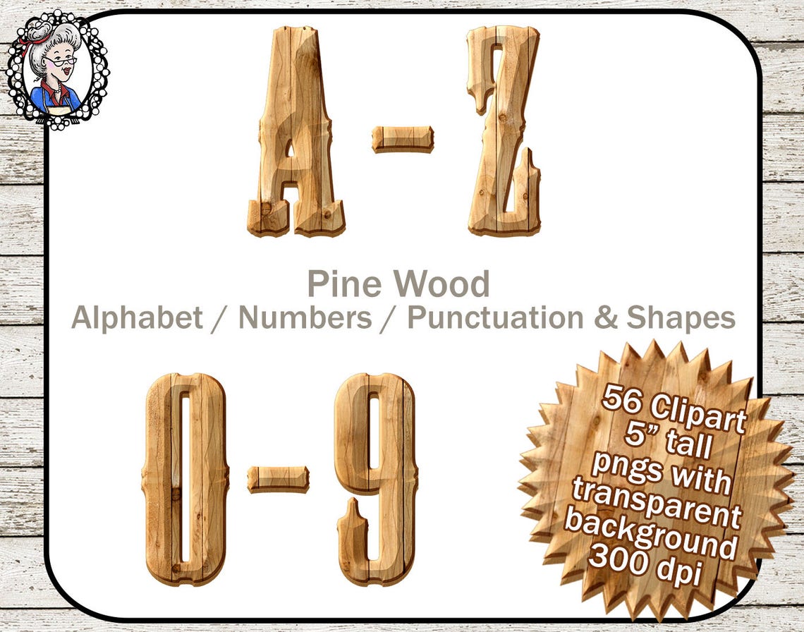 Wood Alphabet Clipart: Digital Wood Alphabet Clip Art, Wood Letters ...