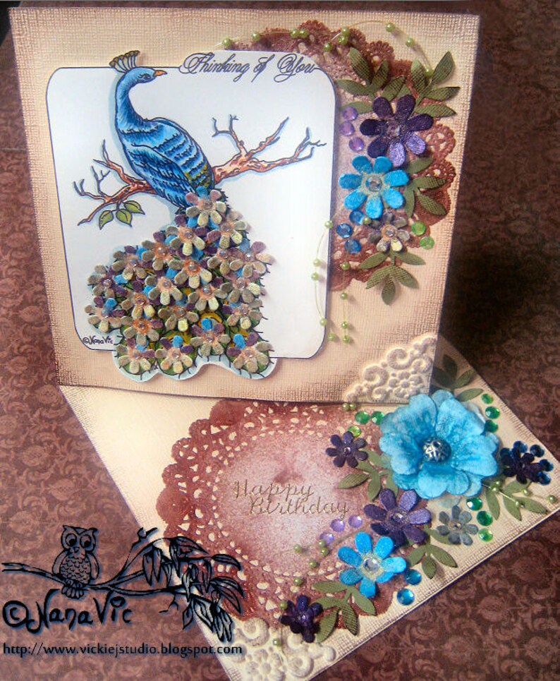 Digital Stamp - Peacock, Word Art, Clipart, Sentiments, Digi, Printable ...