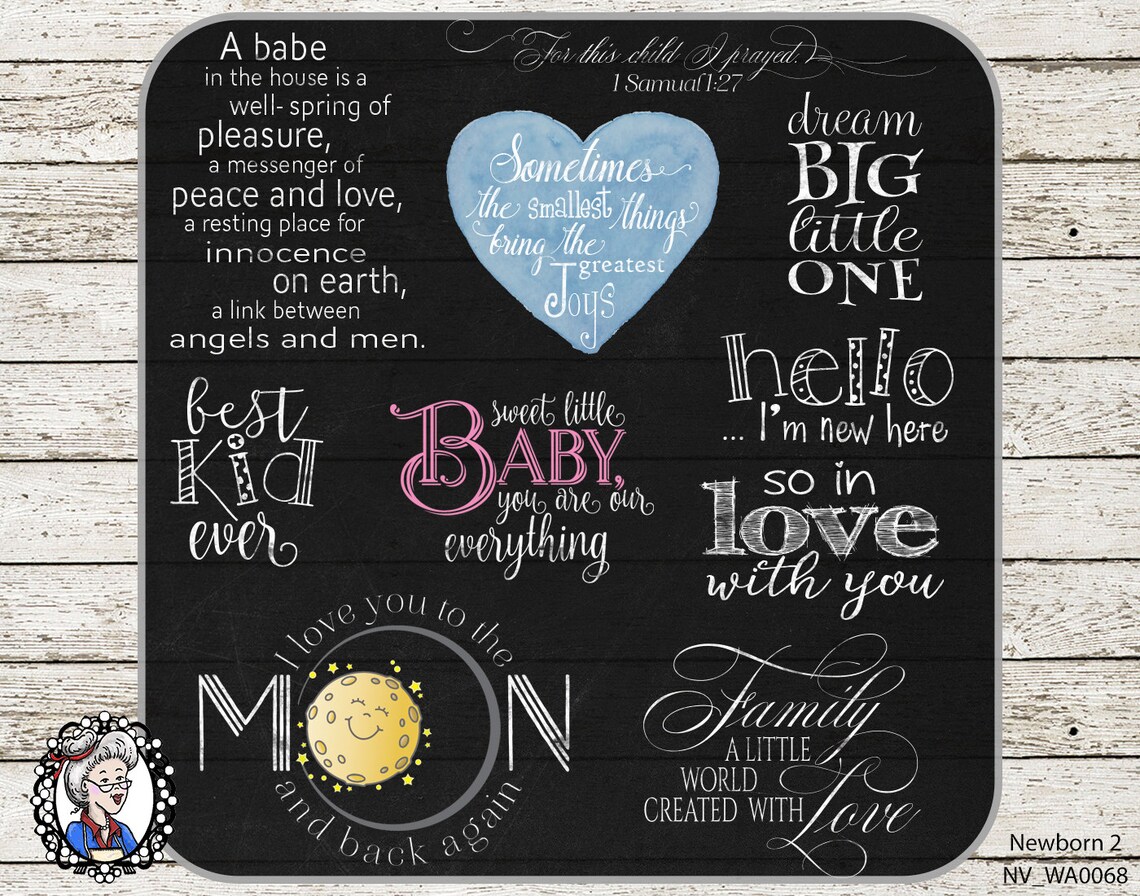 Newborn Baby Overlay 2 / Clip Art / Digital Stamp / Word Art / - Etsy
