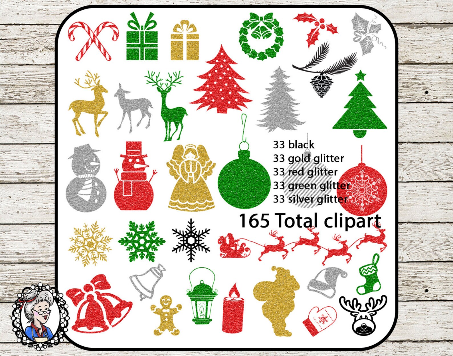 Christmas Clipart Christmas Glitter Clip Art christmas | Etsy