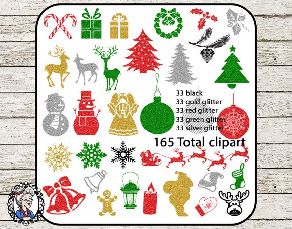 Christmas Clipart Christmas Glitter Clip Art christmas | Etsy