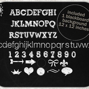 Blackboard Alphabet Clipart: Digital Chalk Alphabet Clip Art, White ...
