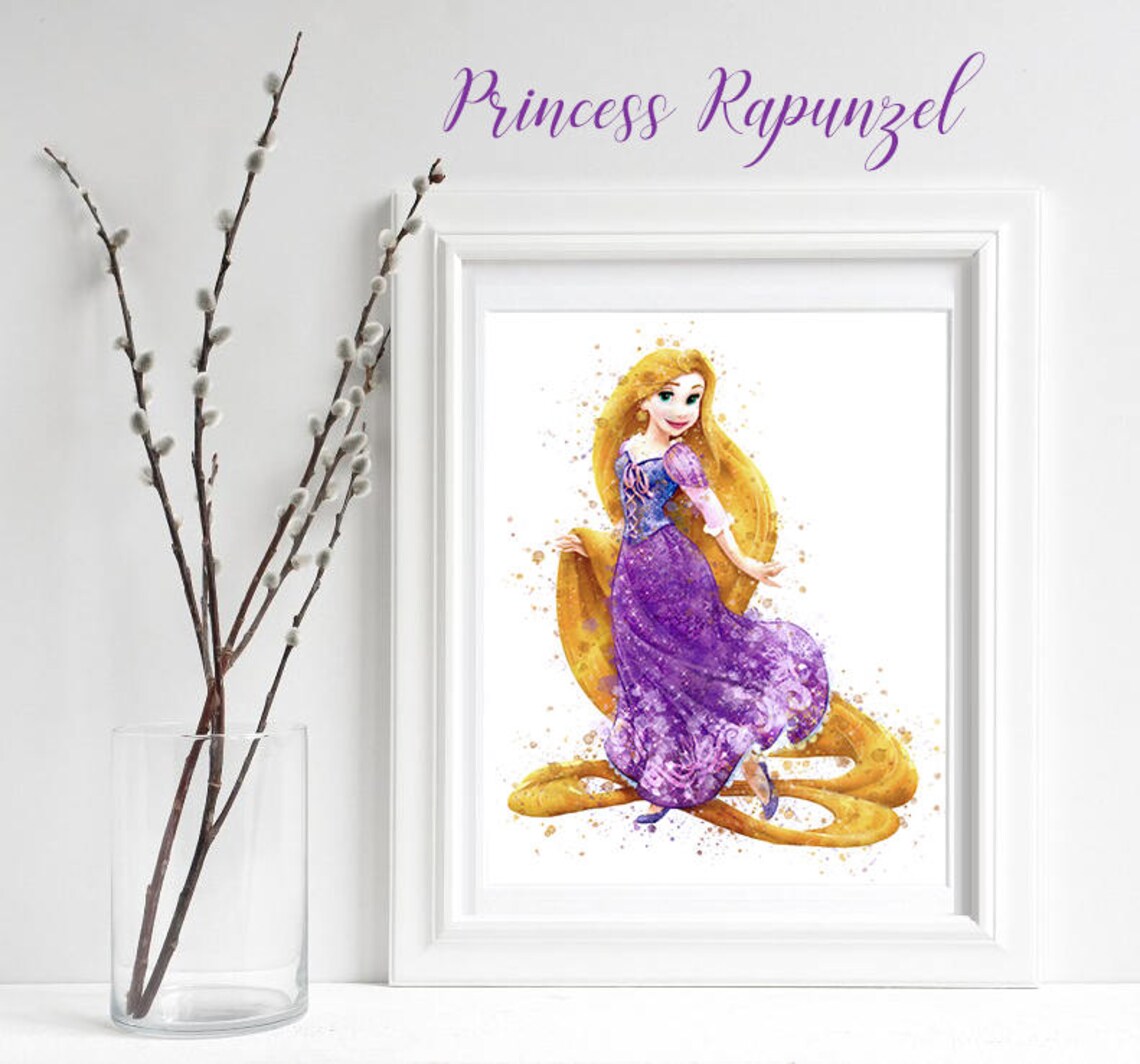 PRINCESS RAPUNZEL Rapunzel Tangled Print Disney Watercolor | Etsy