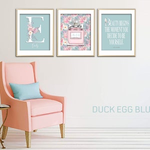 Fashion Wall Art, Shabby Chic Floral Digital Prints, Monogram Letter ...