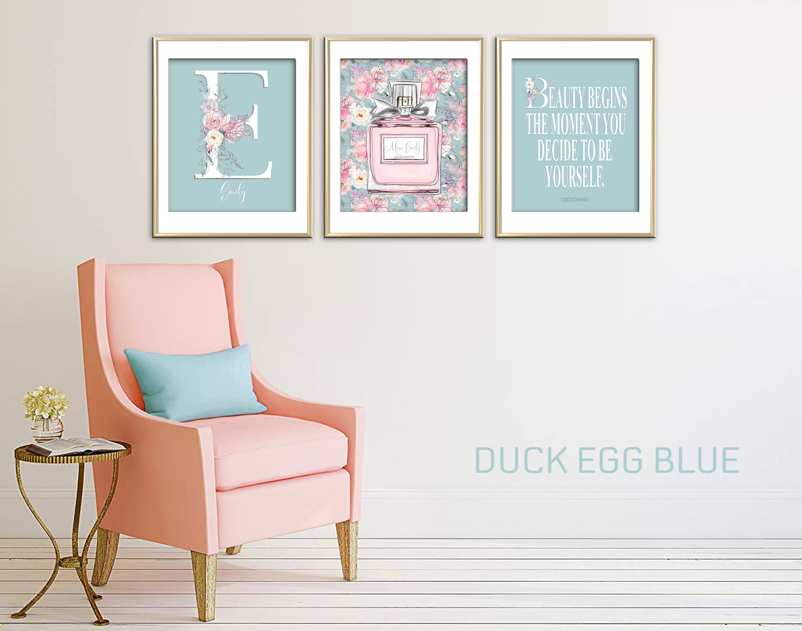 Fashion Wall Art Shabby Chic Floral Digital Prints Monogram - Etsy ...