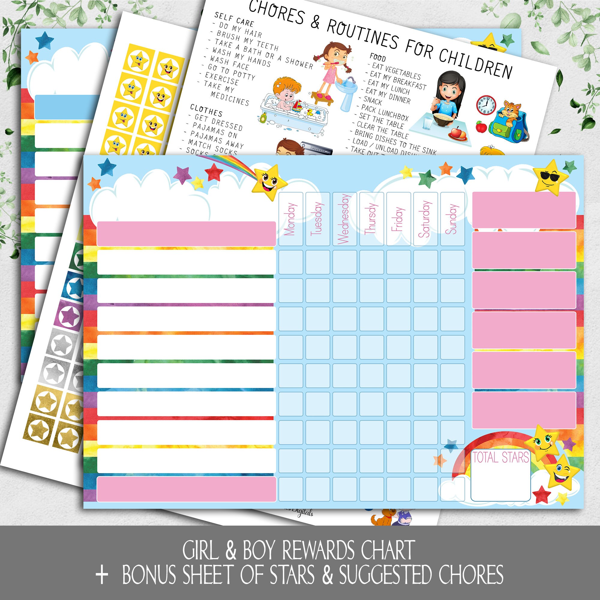 Kid's Star Chart Chores List Positive Behaviour Chart - Etsy Australia