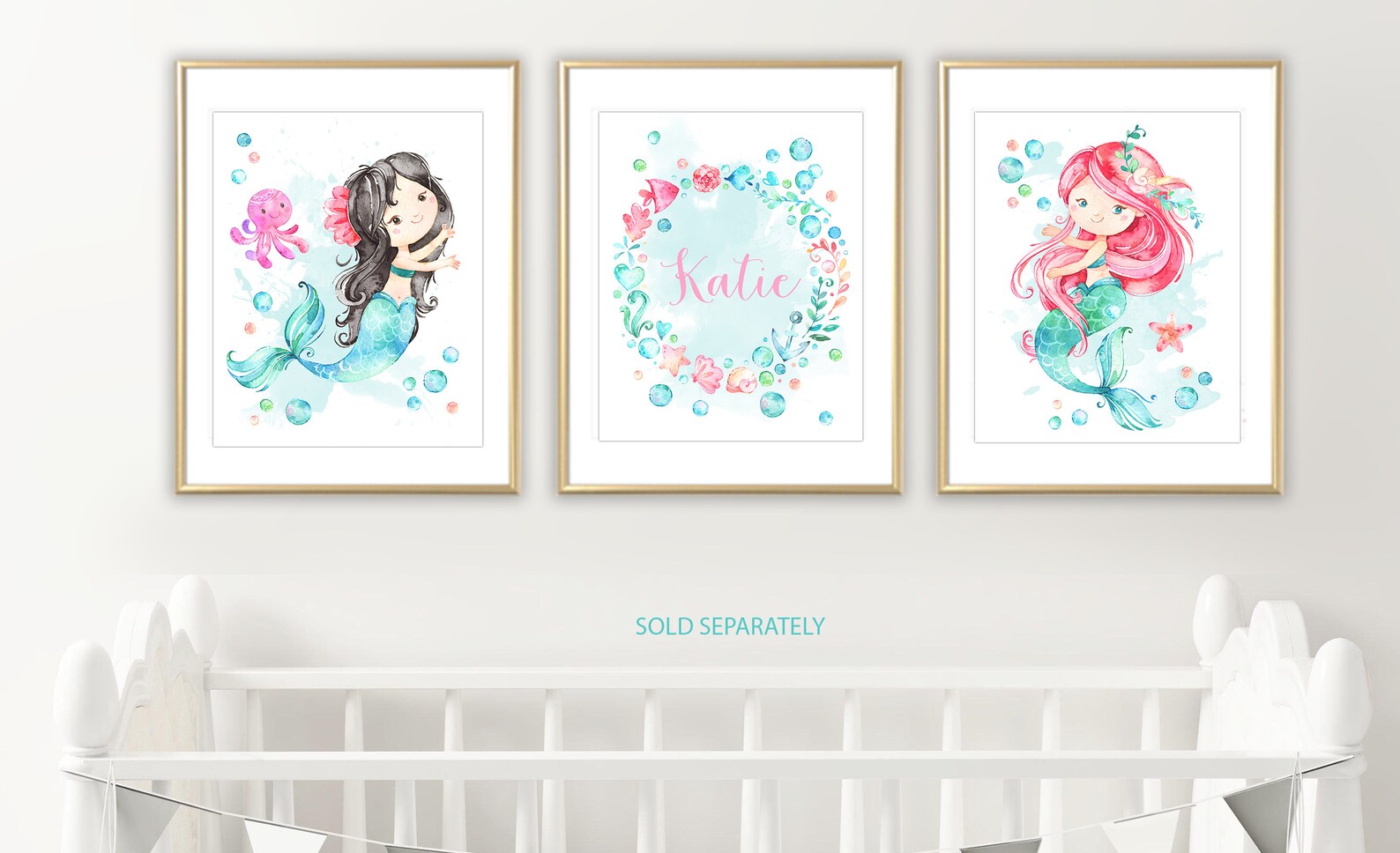 Mermaid Nursery Print, Mermaid Bathroom Decor, Mermaid Wall Art ...