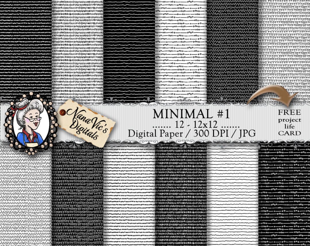 Minimal Digital Paper, Black & White Minimalist Patterns, Minimal ...