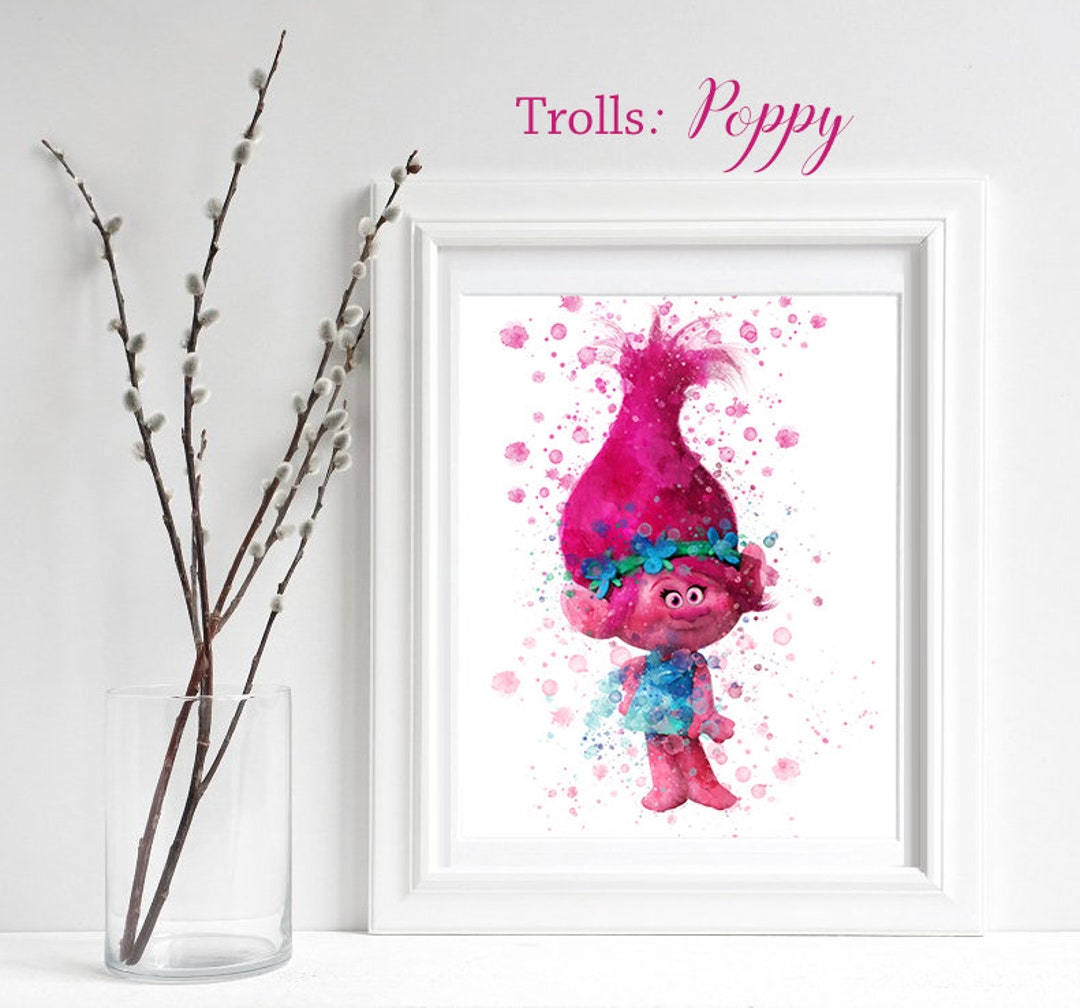 TROLLS; Poppy Print, Trolls Watercolor, Trolls Nursery Decor, Troll ...