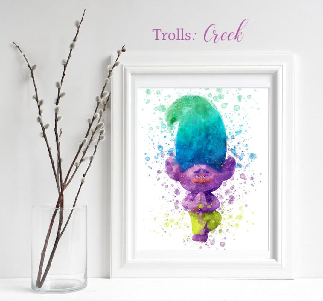 TROLLS; Creek Print, Trolls Watercolor, Trolls Nursery Decor, Troll ...