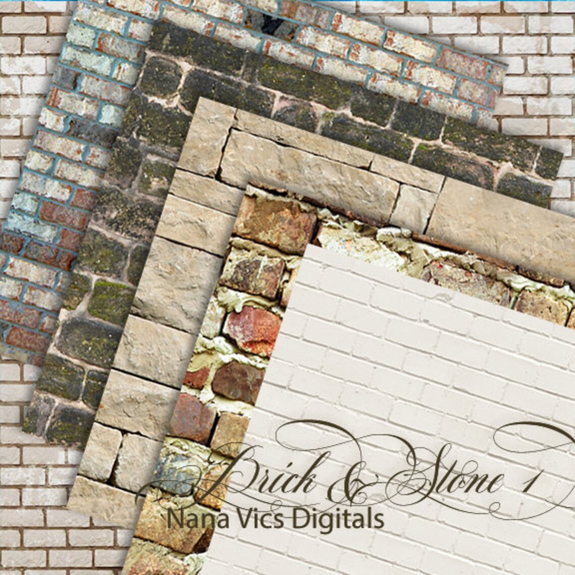 Brick & Stone Digital Paper Seamless Backgrounds Brick - Etsy