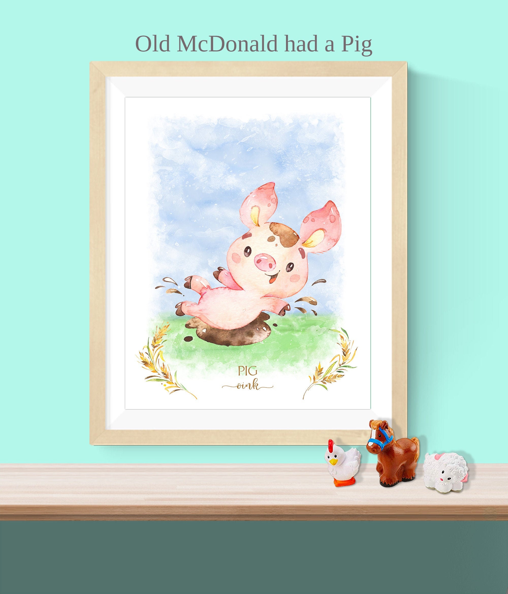Nursery Print Pig, Oink Nursery Decor Old Mcdonald Had a Farm Piglet ...
