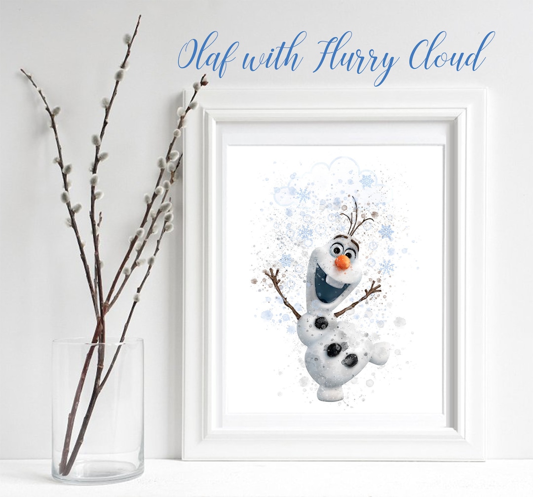 OLAF With Flurry Cloud Digital Print, Olaf From Movie Frozen Nursery ...
