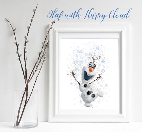 OLAF with Flurry Cloud Digital Print Olaf from Frozen Disney | Etsy