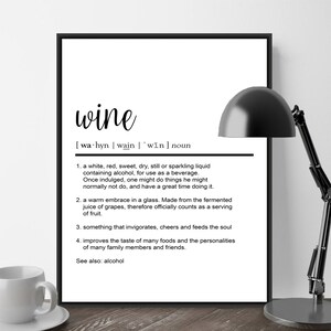 Wine Definition Print, Wine Prints, Definition Wall Art, Funny Wall ...