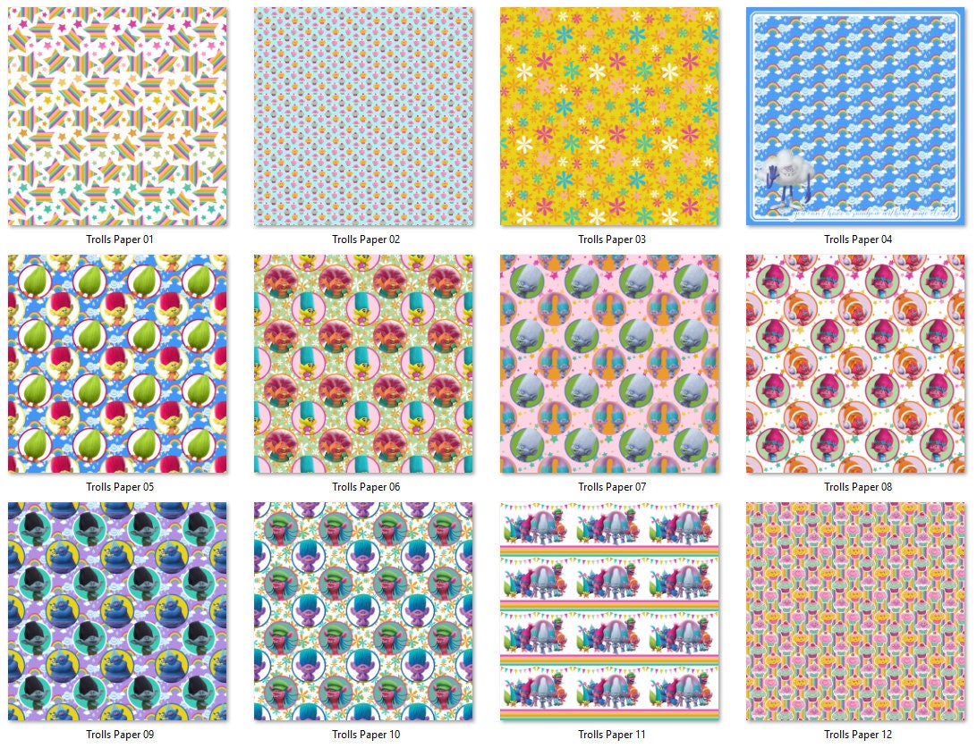 Trolls Digital Paper Trolls Party Seamless Backgrounds | Etsy