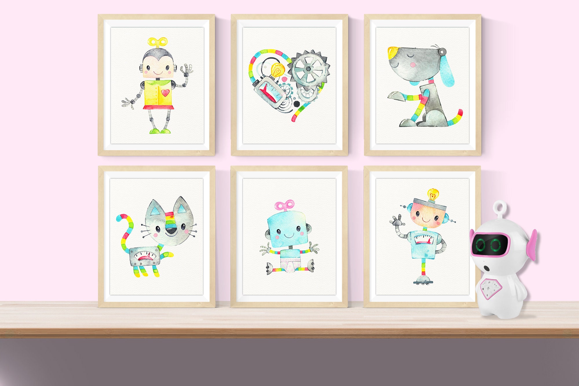 Robot Cat Nursery Wall Art, Digital Print, Printable Robot Cat, Baby ...