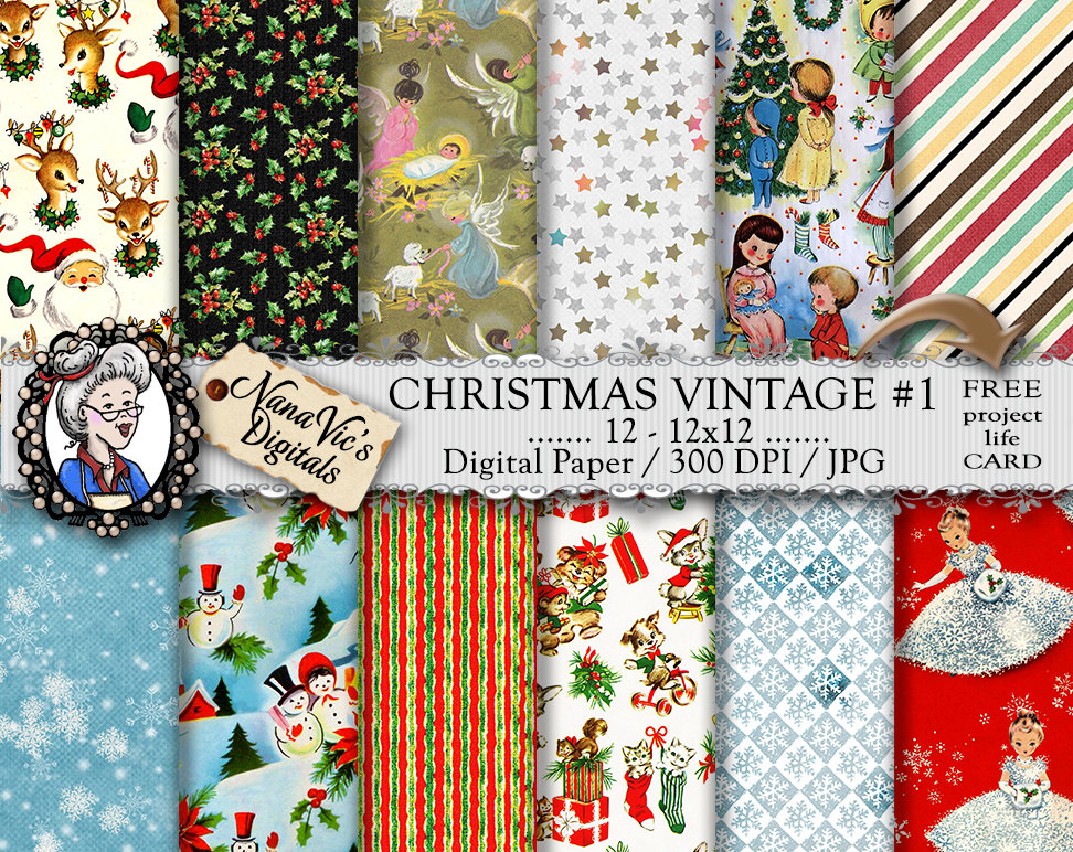 Christmas Vintage 1 Digital Paper Santa Reindeer Children - Etsy Australia