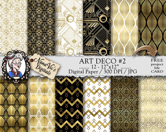 Stamping Scrapbooking Paper Art Deco Digital Paper Digital background ...