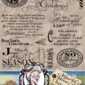 Christmas 6 - Word Art, Clipart, Sentiments, Digital Stamp, Digi ...