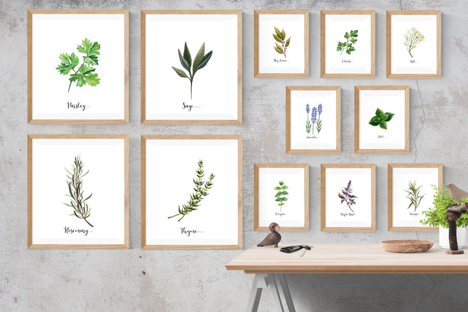 Herb Prints Set of 12 Botanical Print Kitchen Decor - Etsy