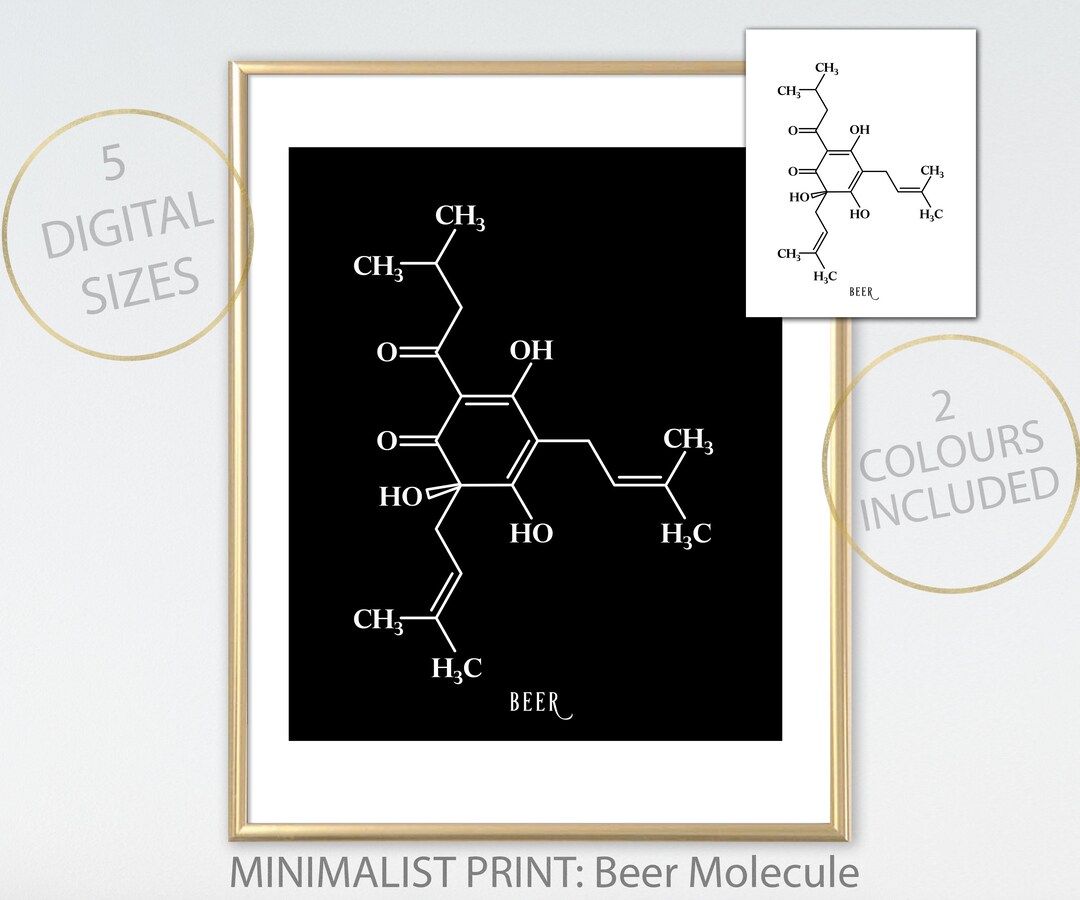 Beer Molecule Print, Alcohol Print, Beer Gift Idea Printable, Science ...