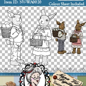 Instant Download Digital Digi Stamps Easter Bunnies ID:NV-DS0081 by ...