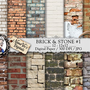 Brick & Stone Digital Paper Seamless Backgrounds Brick - Etsy