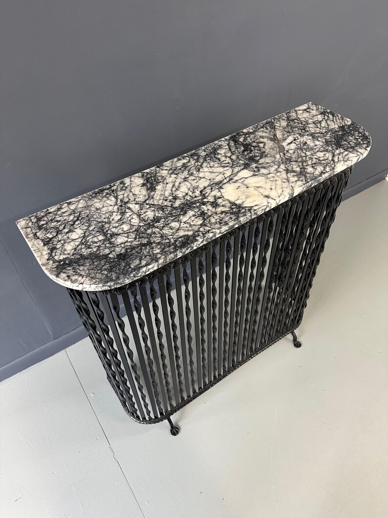 Late 19th Century Wrought Iron & Marble Radiator Cover From a New York ...