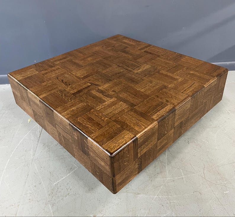 Parquet Floating Square Cocktail/coffee Table With a Plinth Base Mid ...