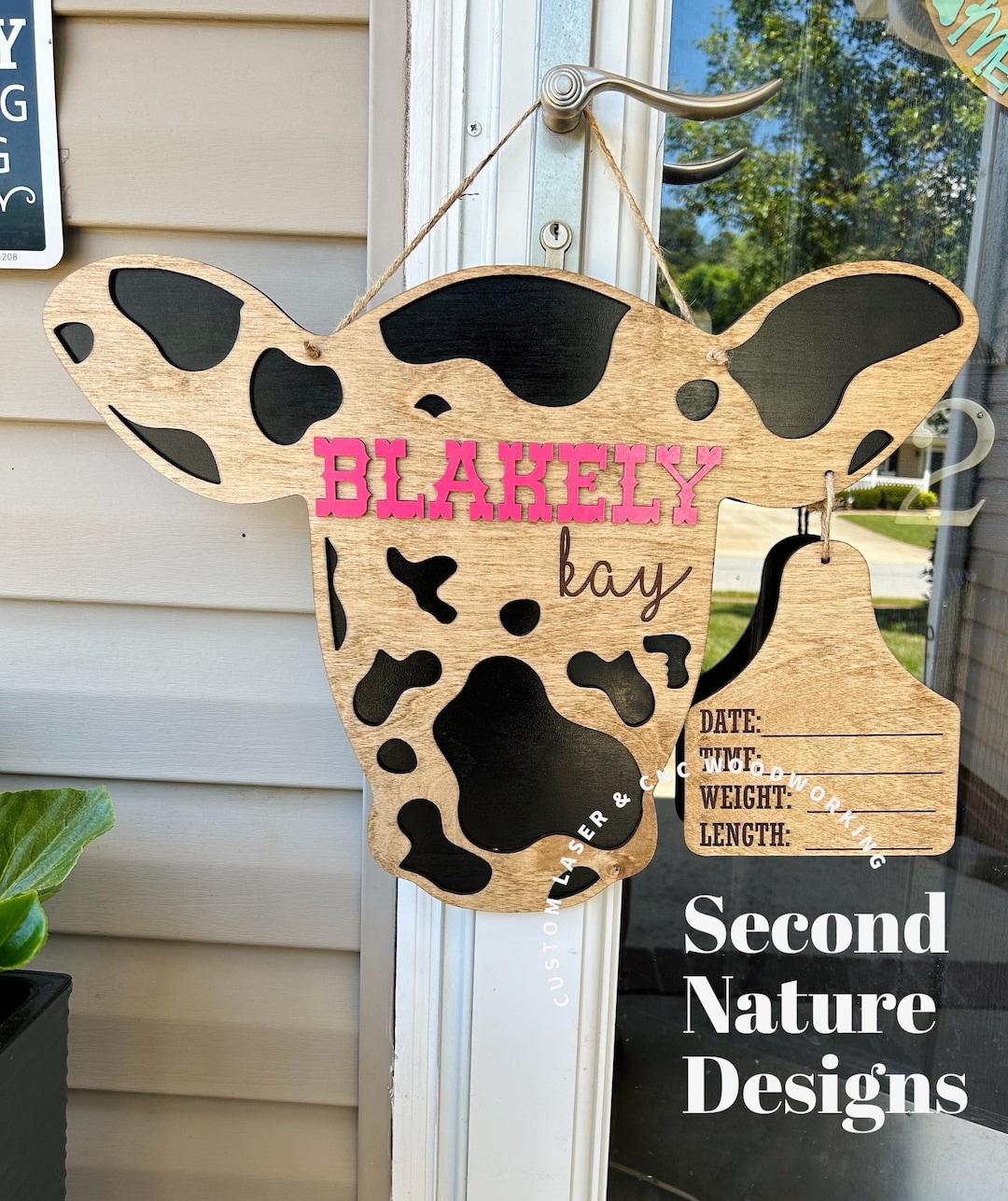 Baby Boy Cow Birth Stats Sign / Nursery Announcement / Cattle Tag ...