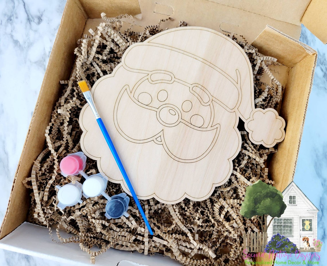 Christmas Paint Kit for Kids / Santa Wood Blank / Kids Paint - Etsy