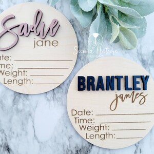 3D Baby Birth Stats Sign / Boy Nursery Sign / Wood Round Hospital ...