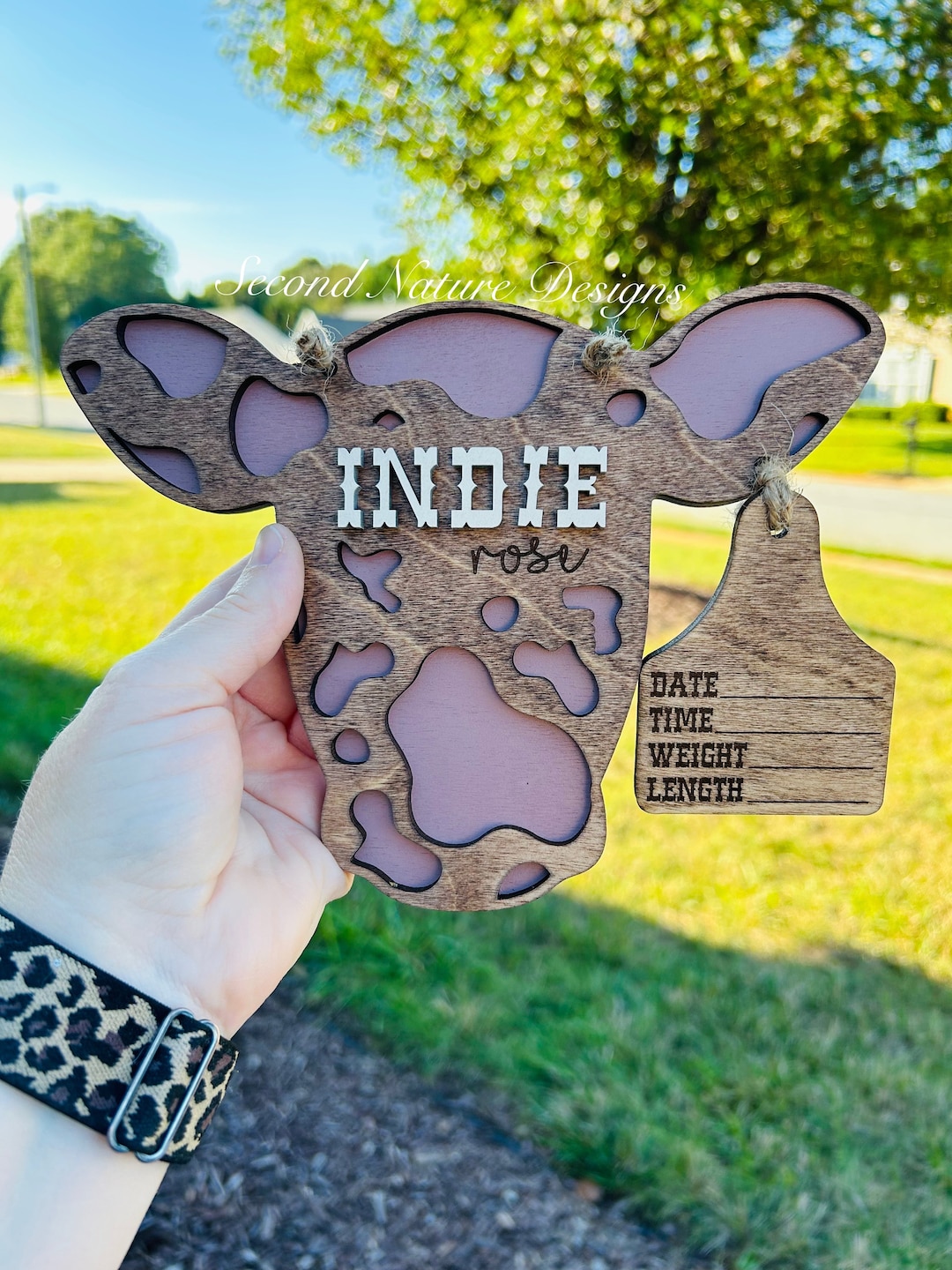 Baby Girl Cow Birth Stats Sign / Nursery Announcement / Cattle Tag ...