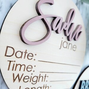 3D Baby Birth Stats Sign / Boy Nursery Sign / Wood Round Hospital ...