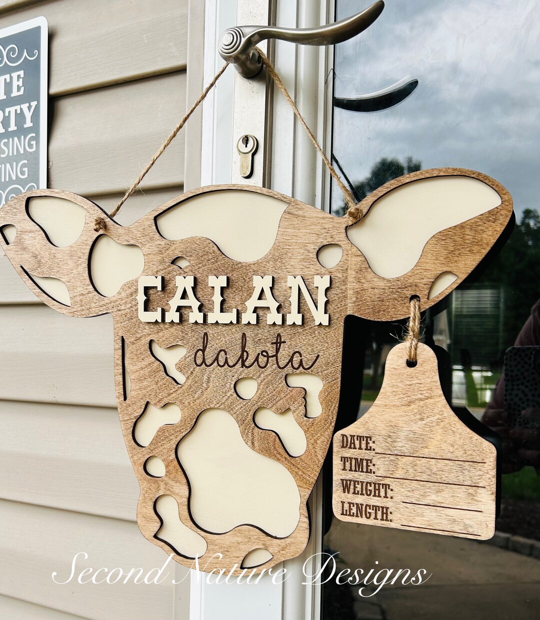Baby Boy Cow Birth Stats Sign / Nursery Announcement / Cattle Tag ...