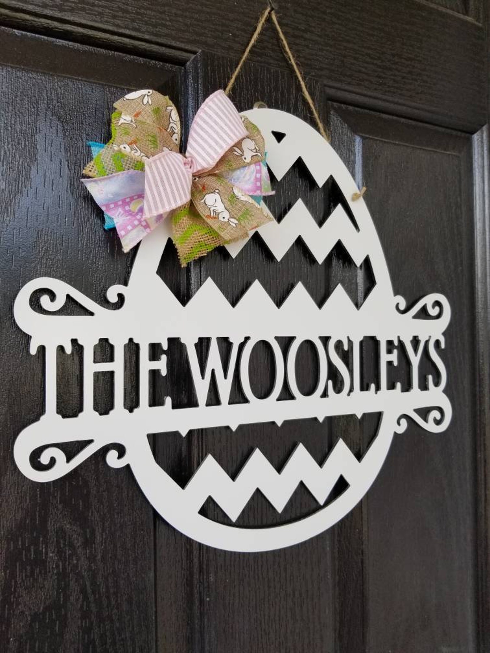 Monogram Easter Egg Door Hanger Personalized Easter Decor | Etsy