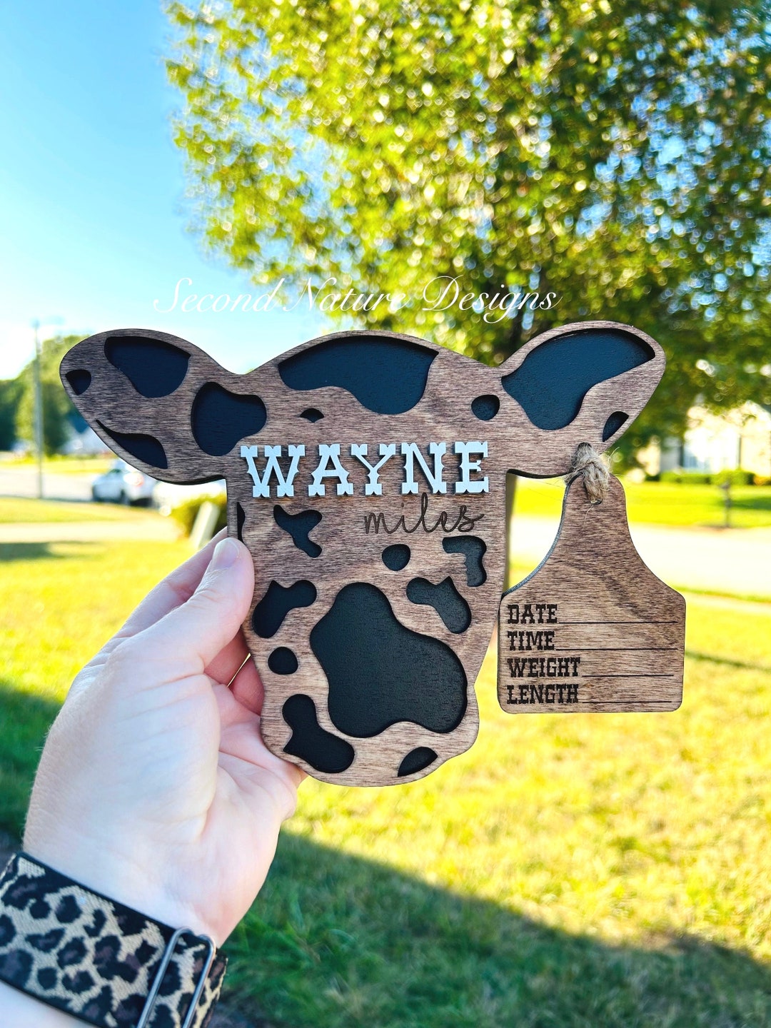 Baby Boy Cow Birth Stats Sign / Nursery Announcement / Cattle Tag ...