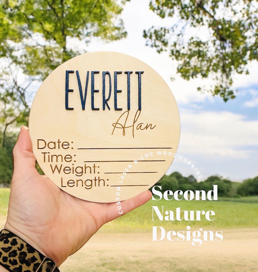 3D Baby Birth Stats Sign / Boy Nursery Sign / Wood Round Hospital ...
