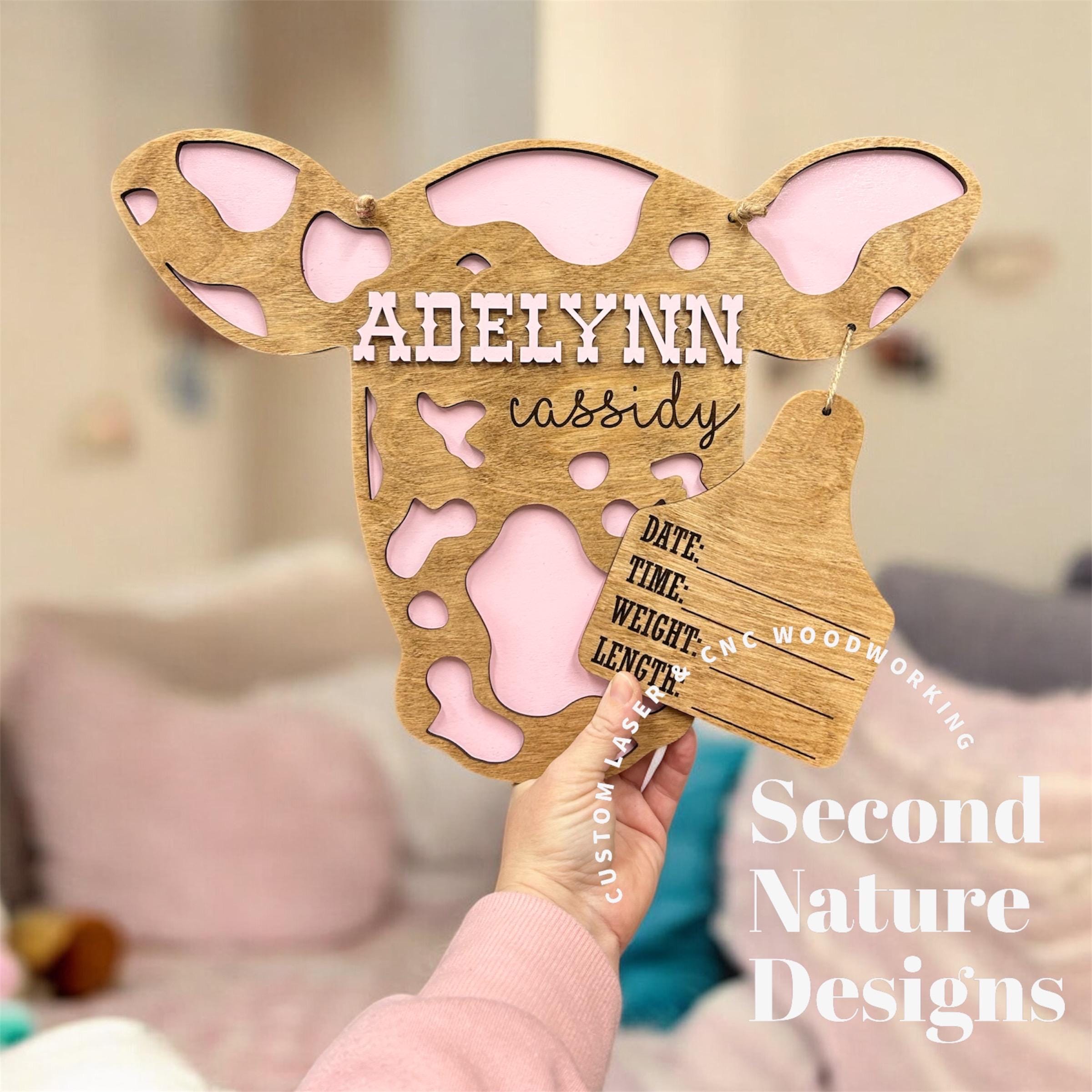 Baby Boy Cow Birth Stats Sign / Nursery Announcement / Cattle Tag ...