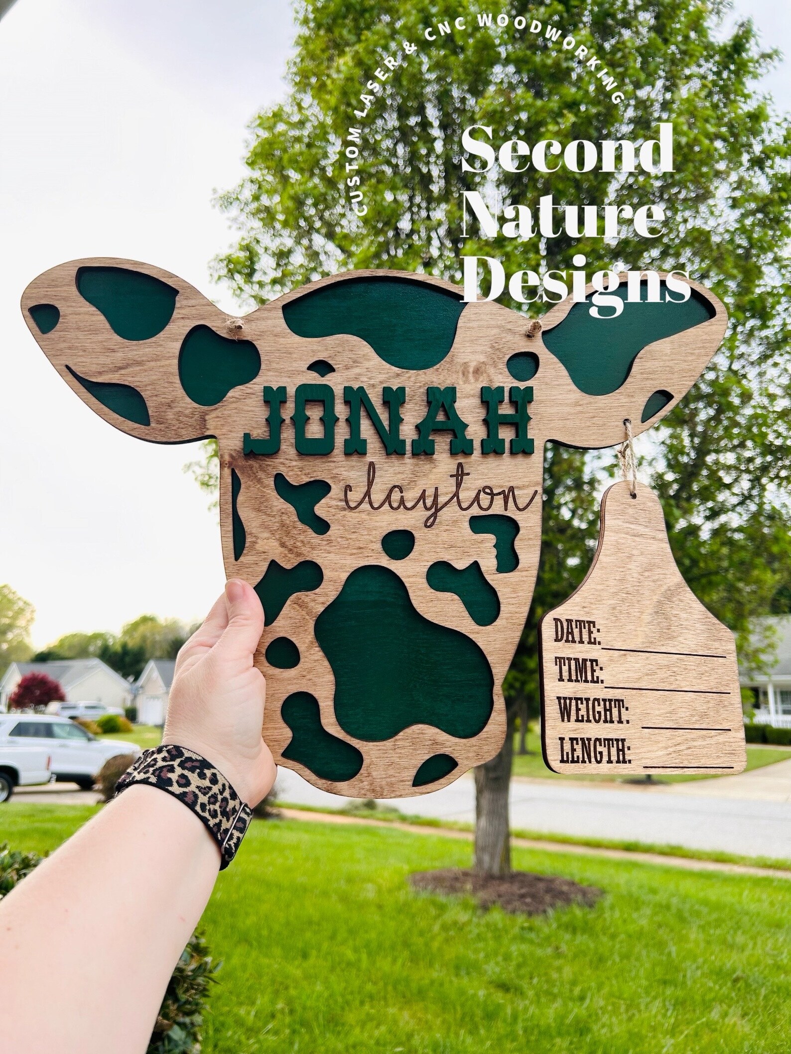 Baby Boy Cow Birth Stats Sign / Nursery Announcement / Cattle Tag ...
