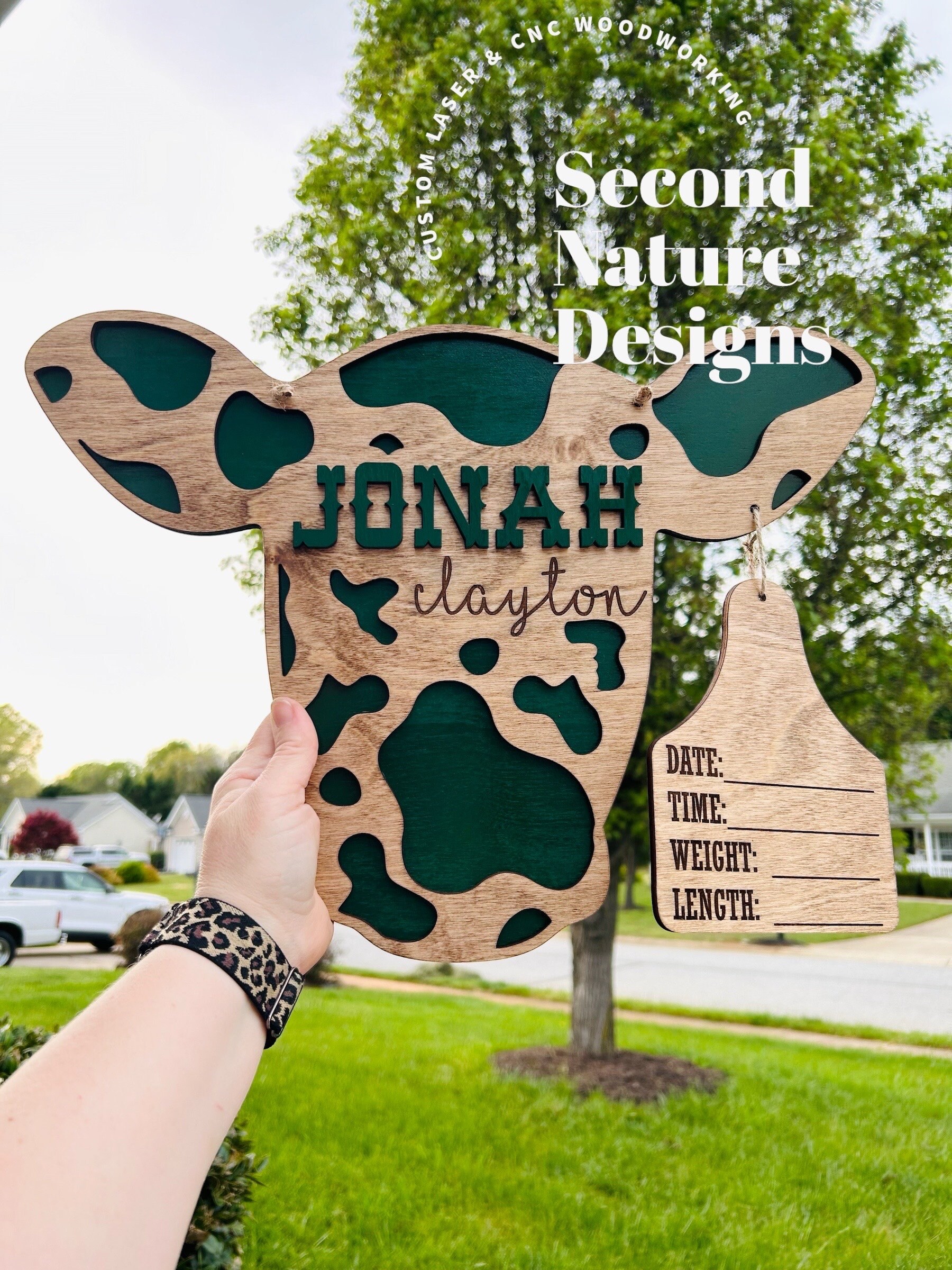 Baby Boy Cow Birth Stats Sign / Nursery Announcement / Cattle Tag ...
