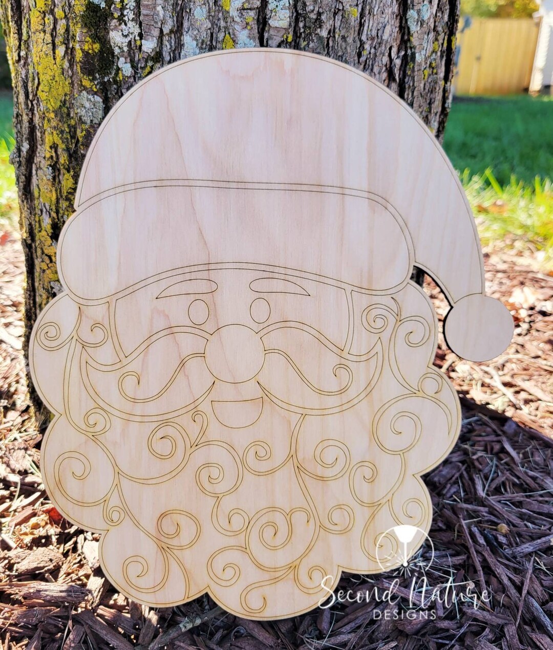 UNFINISHED Santa Blank / Santa Wood Blank/ Unpainted Christmas Door ...