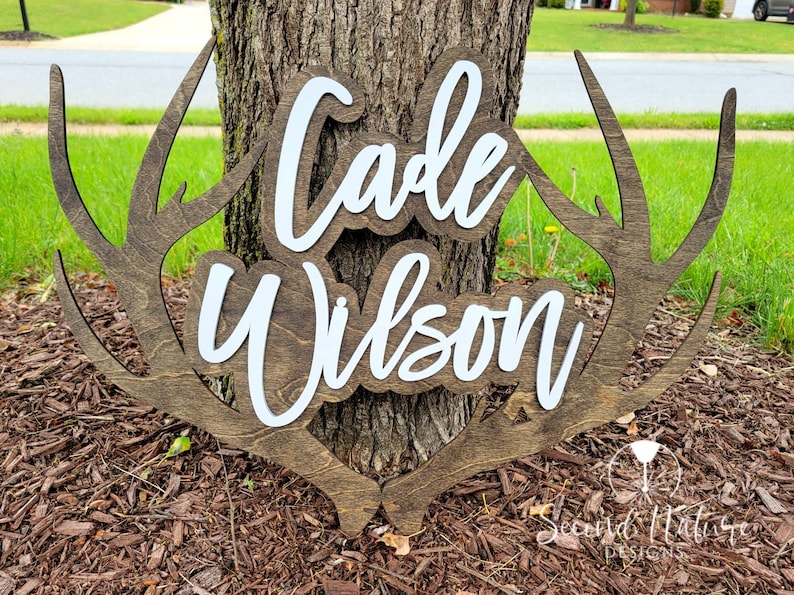3D Personalized Deer Antler Sign Boy's Antler Name Sign - Etsy