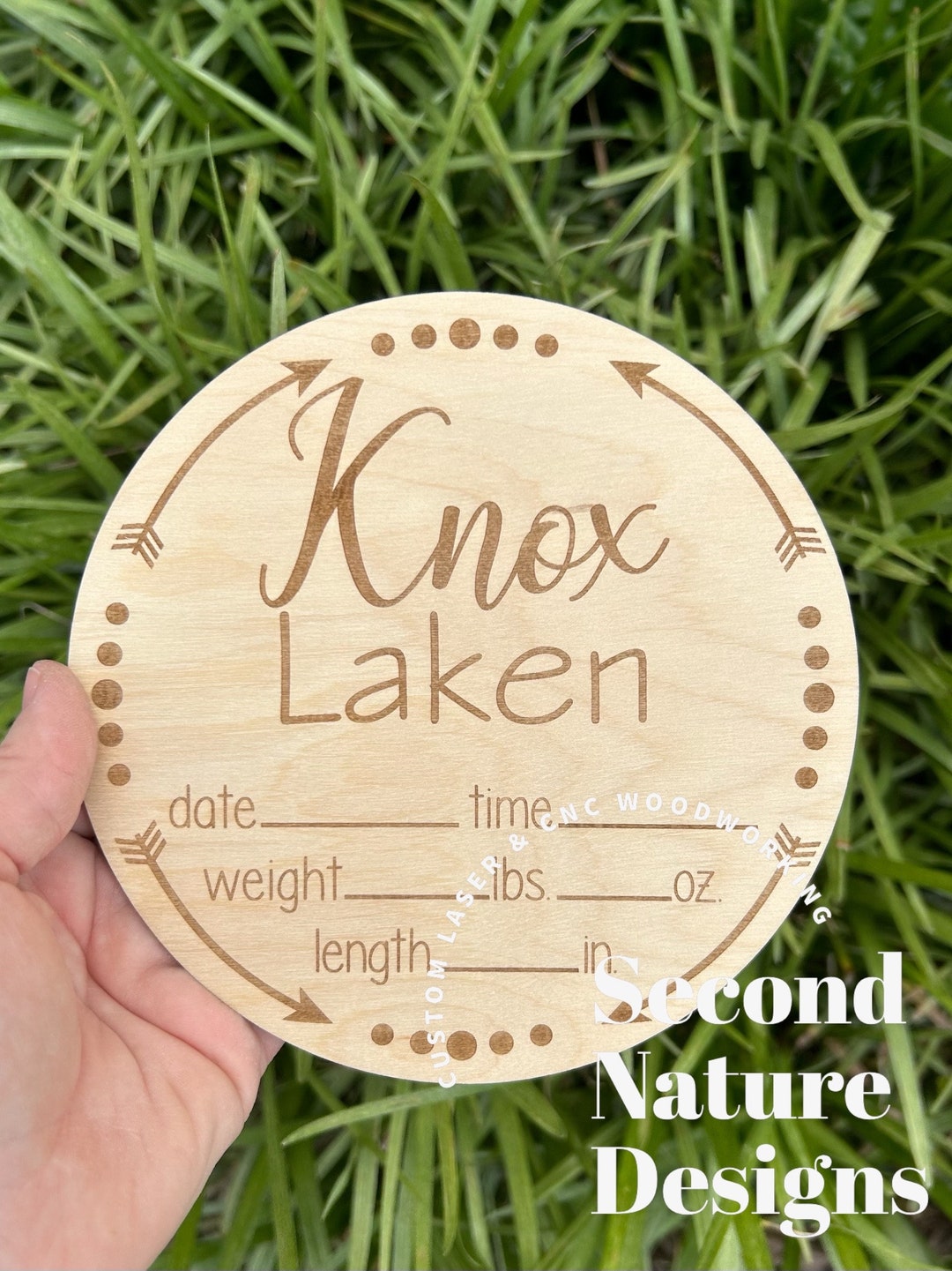 Baby Arrow Birth Stats Sign / Nursery Arrow Baby Sign / Round Arrow ...