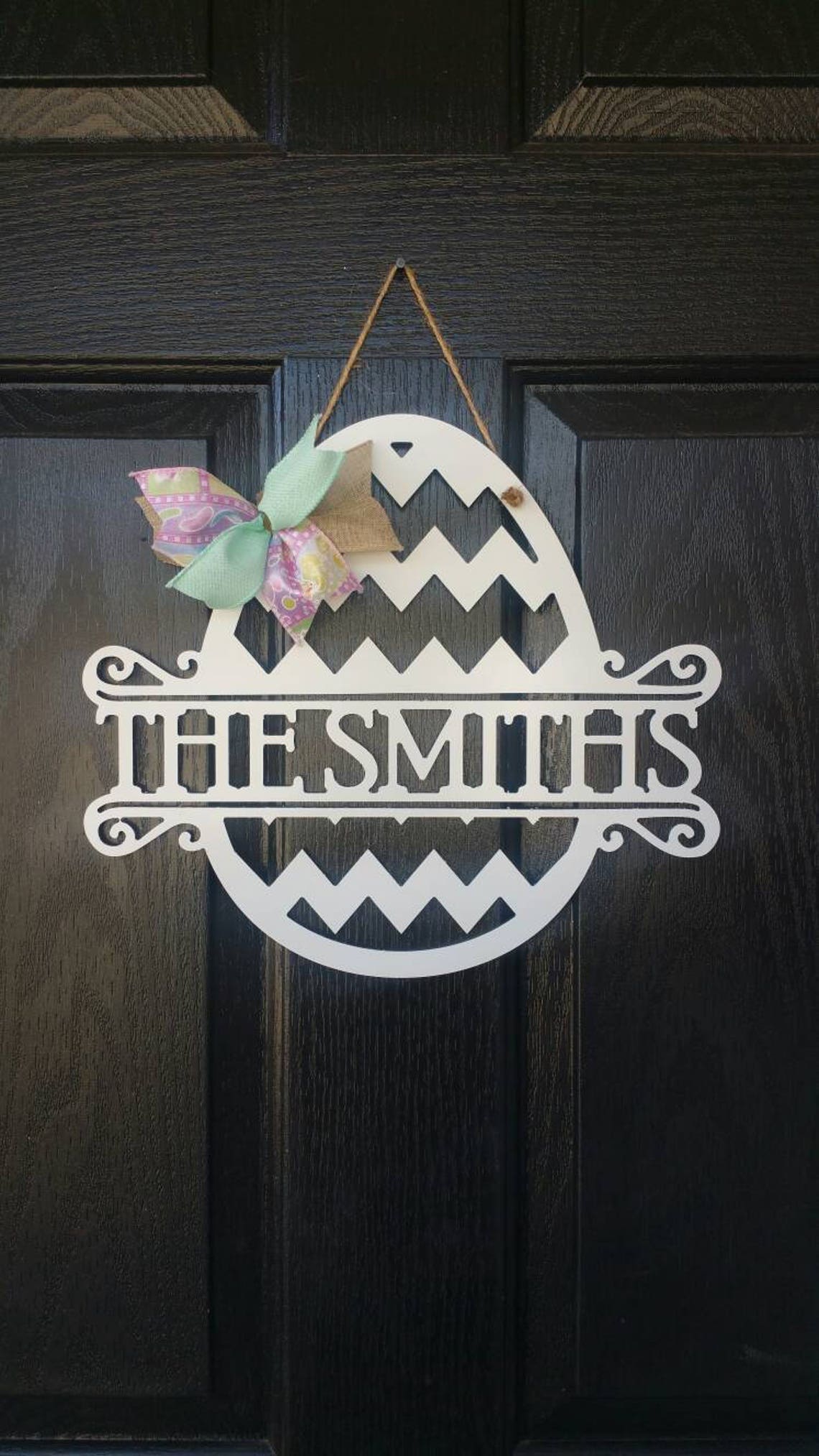 Monogram Easter Egg Door Hanger Personalized Easter Decor | Etsy