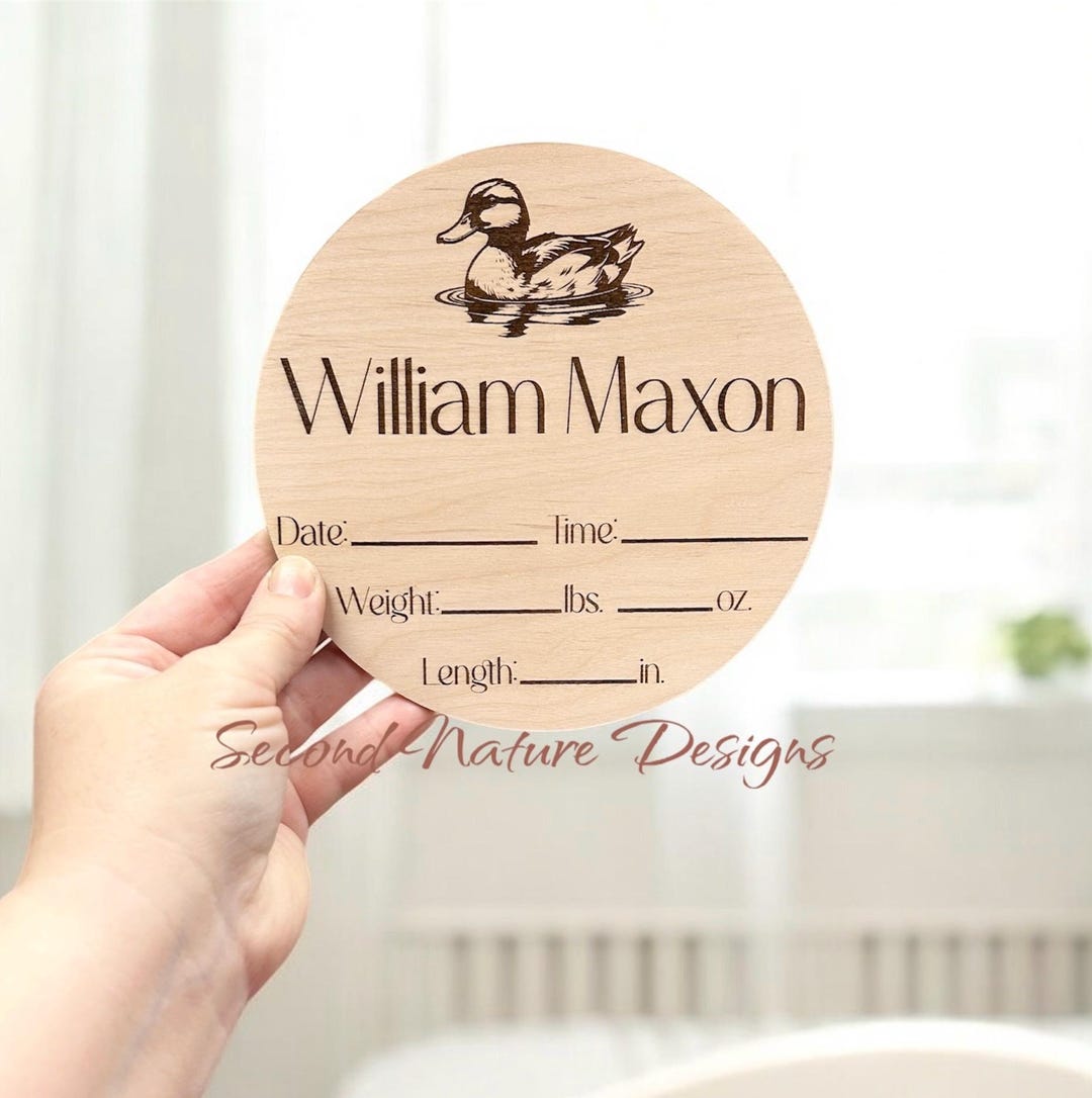 Baby Boy Duck Hunting Birth Stats Sign / Boy Nursery Door Hanger / Duck ...