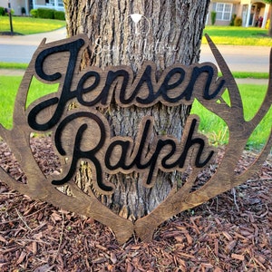 3D Personalized Deer Antler Sign | Boy's Antler Name Sign | Deer ...